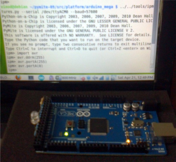 Python (Pymite-09) on Arduino MEGA 2560 with Atmega16 MCU