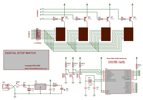 Digital Stop Watch with ATmega8 using microcontroller