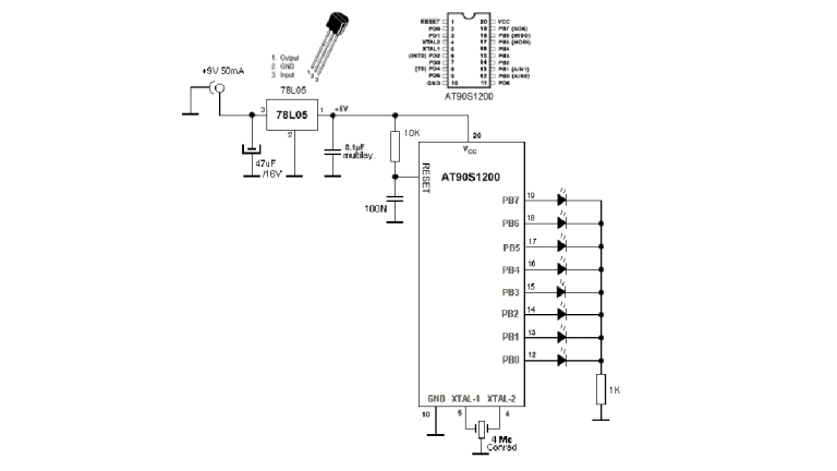 8 LED Knight Rider using AVR microcontroller