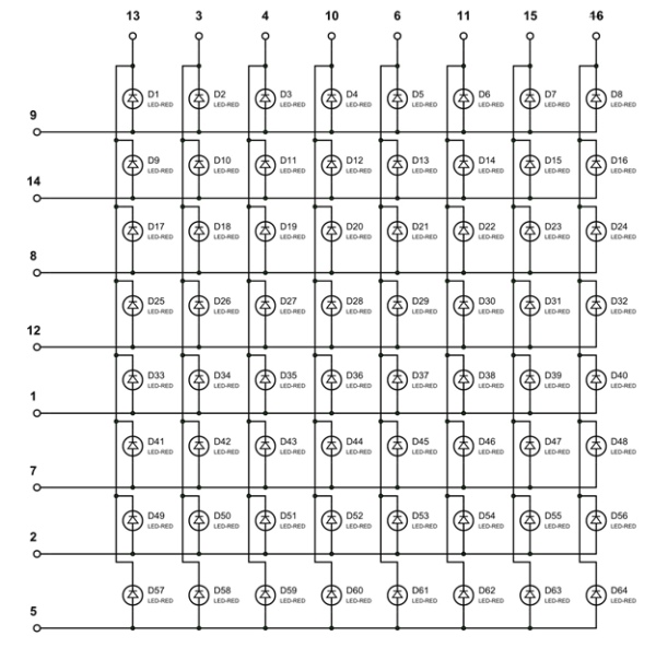 8x8 Led Matrix Interfacing With Avr Microcontroller