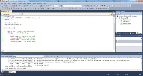 Blinking LED using Atmega32 Microcontroller and Atmel Studio