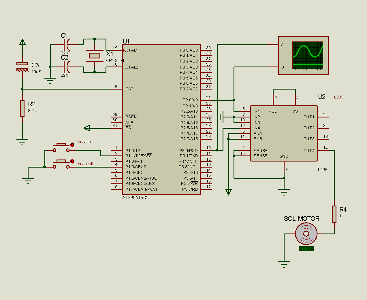 AT89C51 L293D MOTOR CONTROL PROJECT
