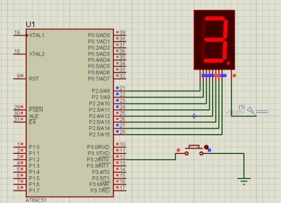 Incrementing 7 Segment Value Using Push Butoon With 8051