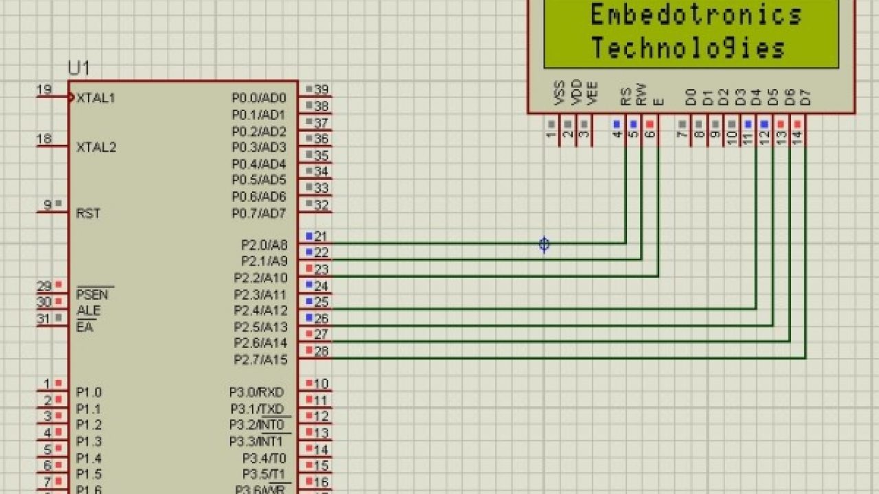 Lcd Interfacing With 8051 Microcontroller Circuit Diagram