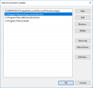Using the GNU AVR toolchain on Windows 10